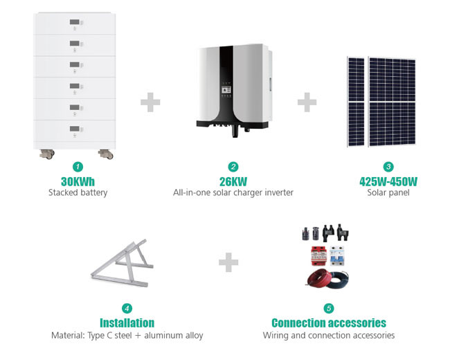 30KWh High Volt residential home solar system Stacked Solar Battery ...